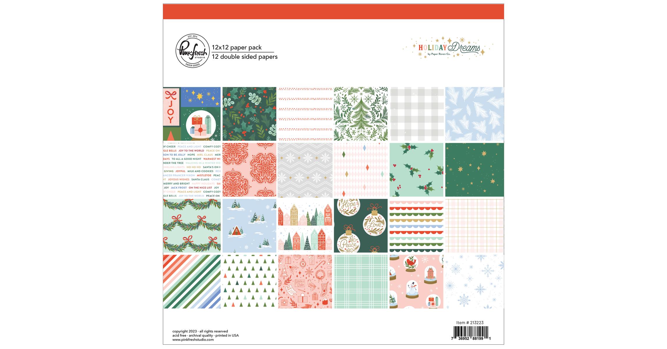 12x12 Kits, Pads | Pinkfresh Studio - Holiday Dreams 12x12 Paper Pack ...