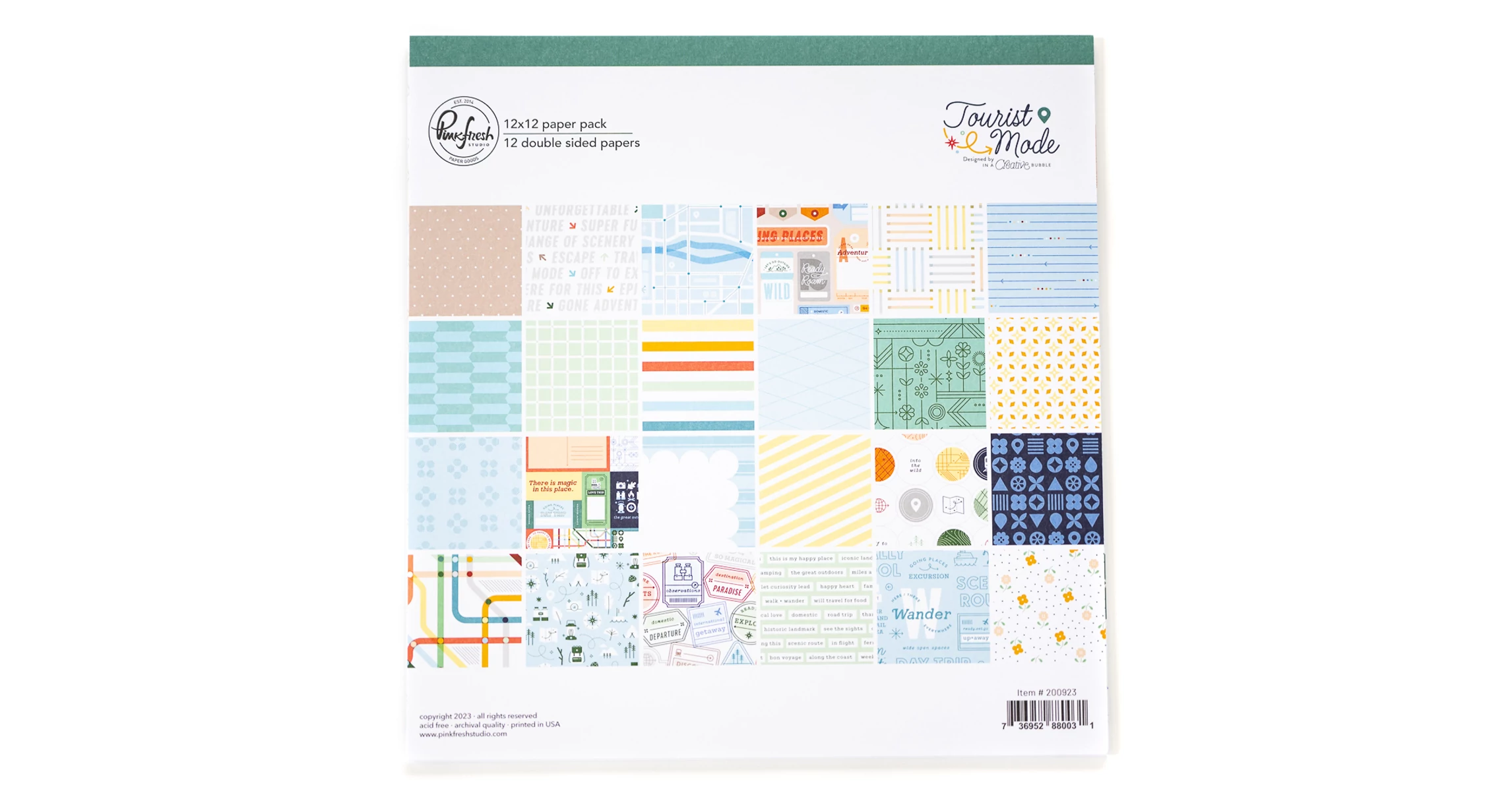 12x12 Kits, Pads | Pinkfresh Studio - Tourist Mode 12x12 Paper Pack ...