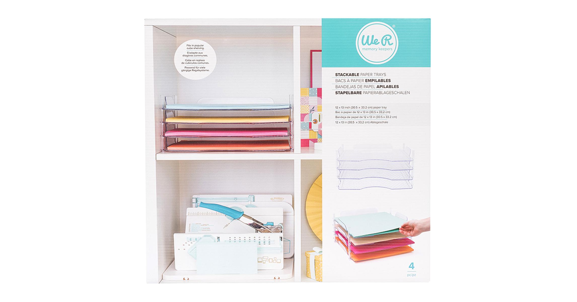 Storage | We R Memory Keepers - 12x12 Stackable Paper Trays - Pink and ...